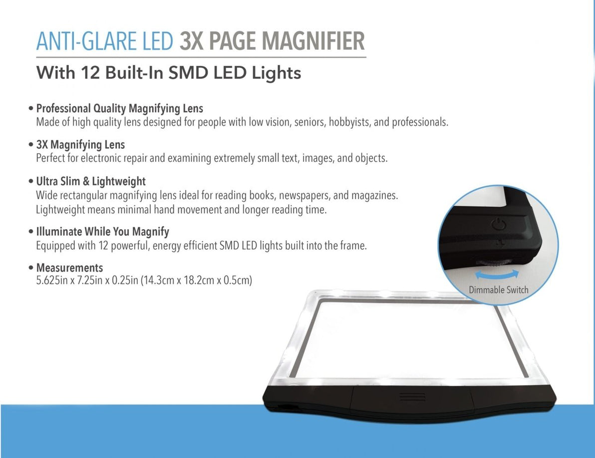 3X Hand Held LED Page Magnifier — Magnifiers NZ