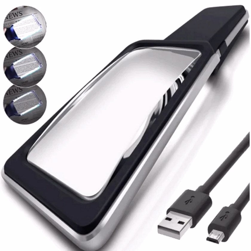 4X Magnipros USB Rechargeable Handheld Magnifier with LED Lights ...